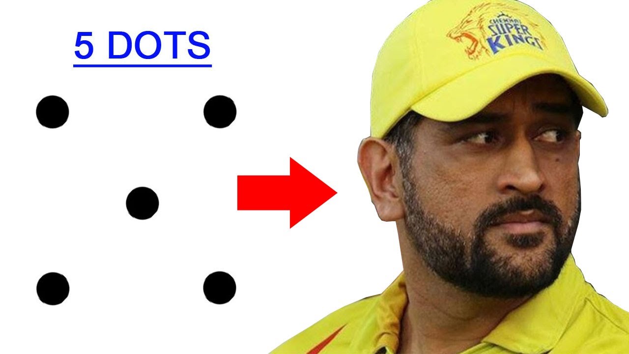 Turn 5 dots into MS Dhoni drawing easy - How to draw ms dhoni drawing ...