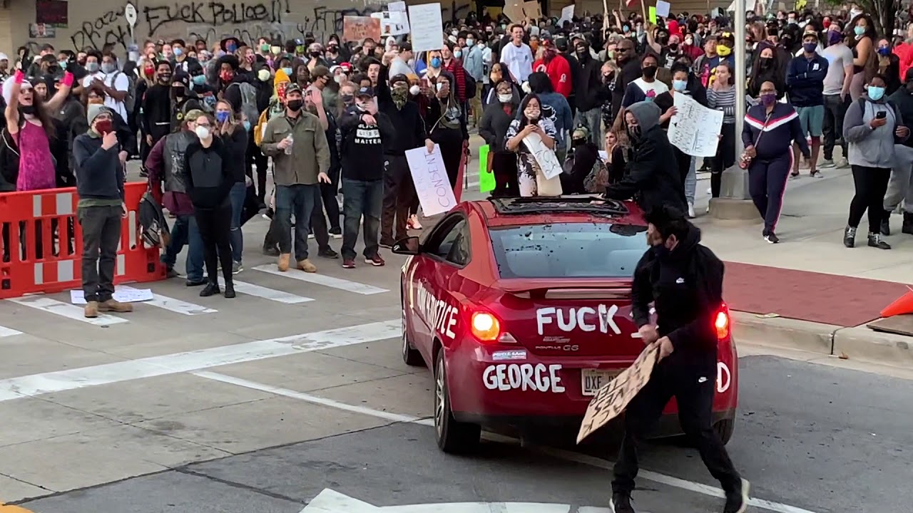 Idiot falls off car during protest. Grand Rapids, Michigan 5 -30-2020 ...