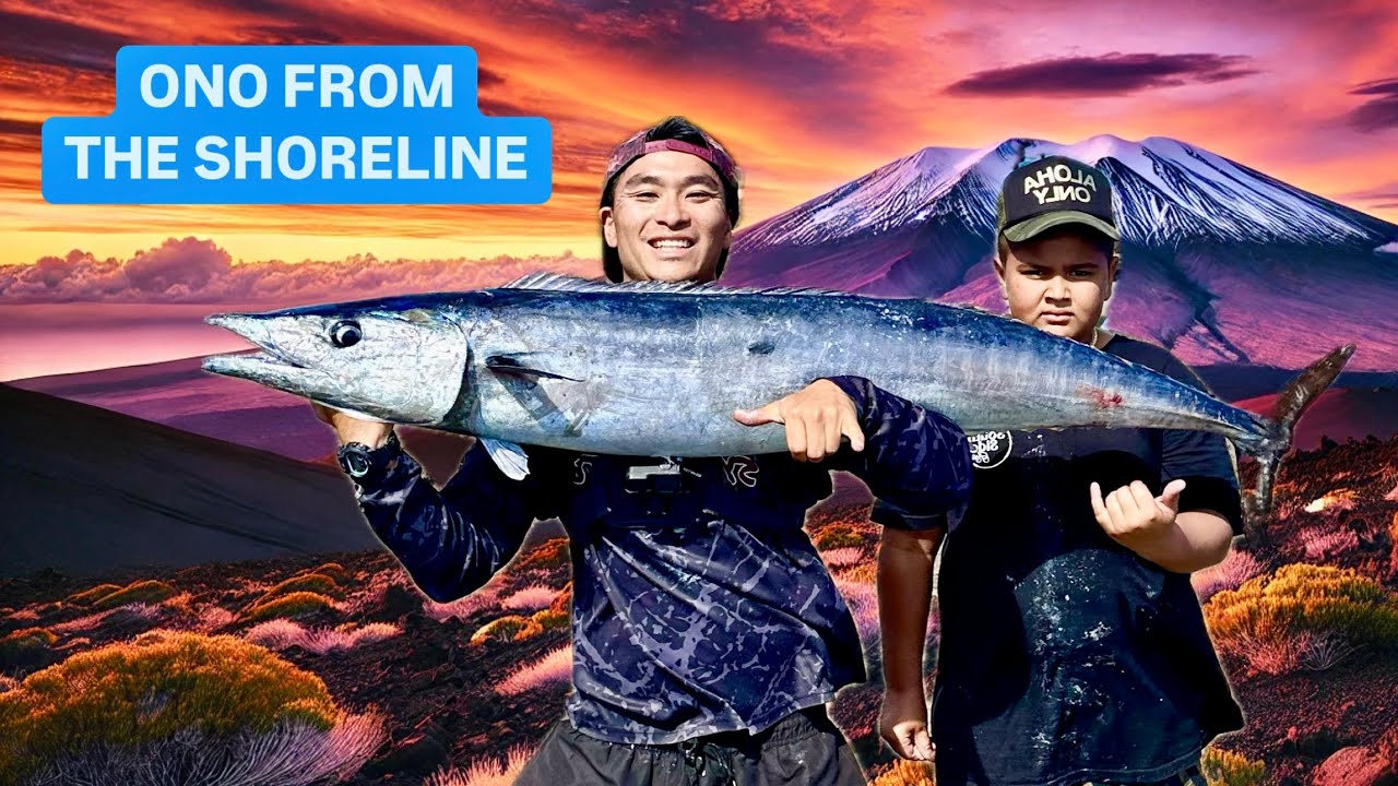 Catching an ONO from the SHORELINE! HAWAII CATCH, COOK, CREATE - YouTube