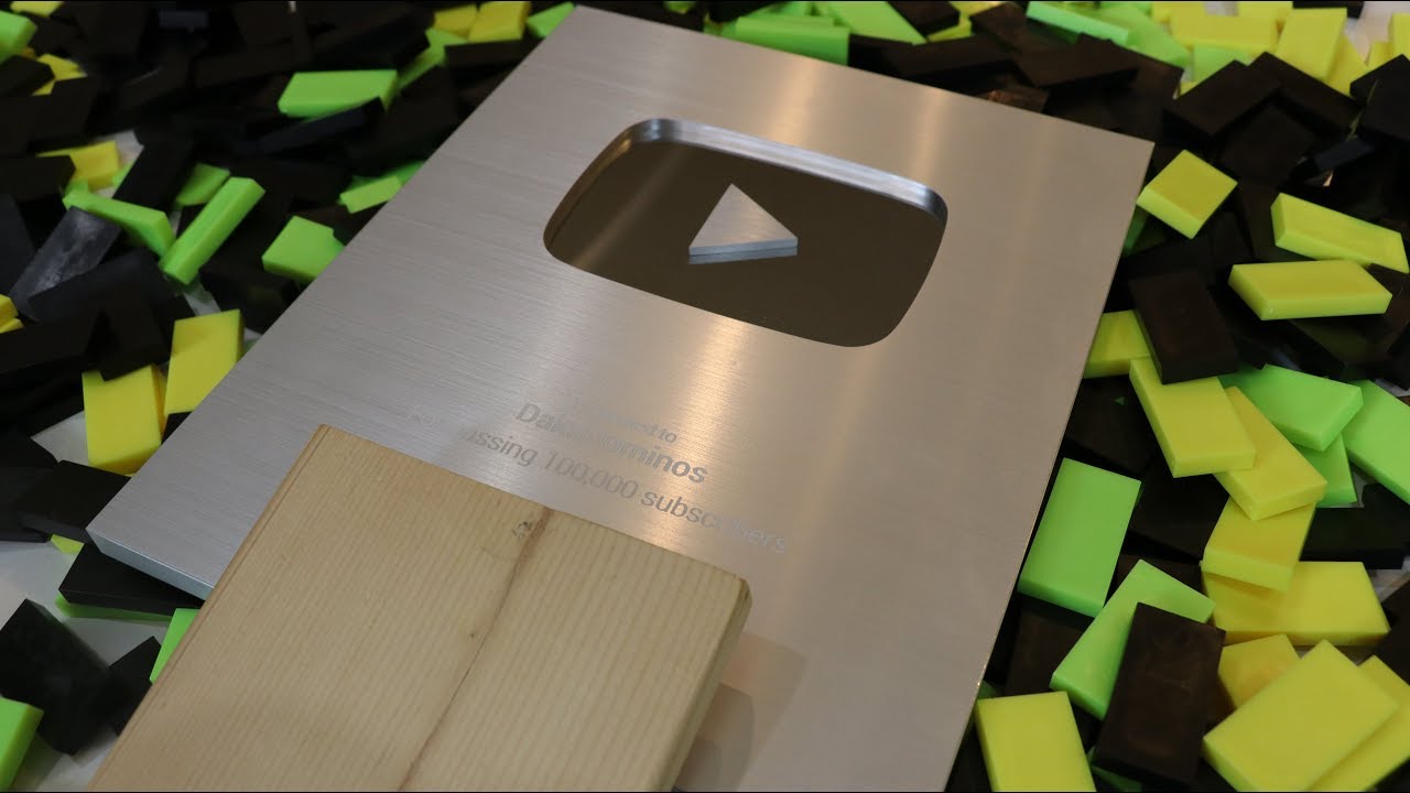 Using the Silver Play Button as a Giant Domino! (Silver Play Button ...