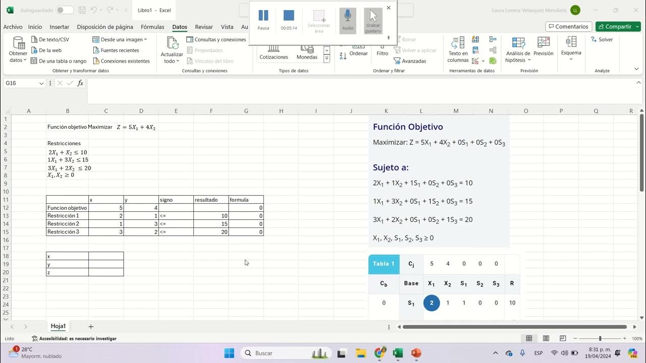 Metodo Simplex en Excel - YouTube