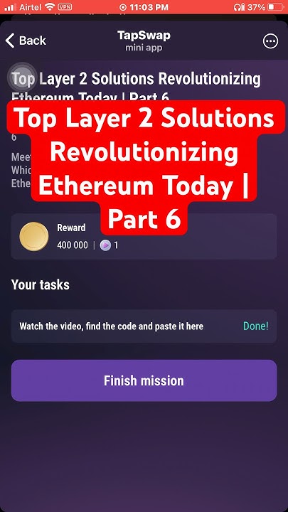 Top Layer 2 Solutions Revolutionizing Ethereum Today | Part 6 | Tapswap code || code tapswap # ...