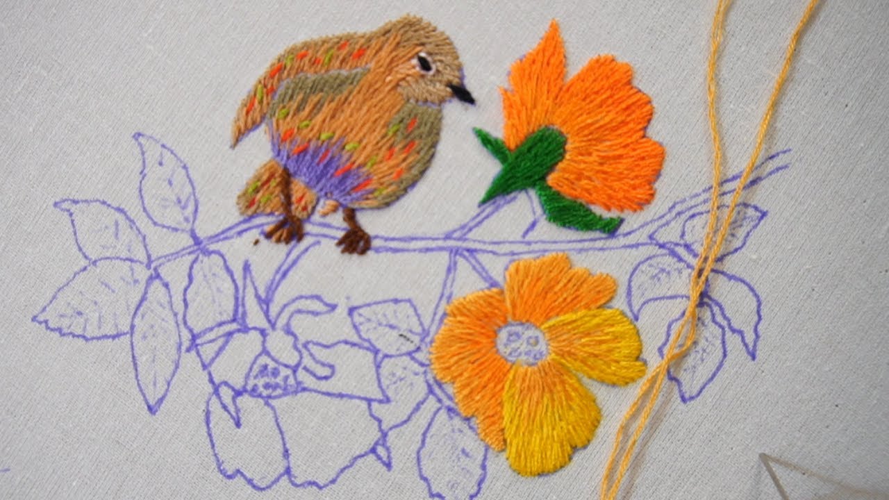 Hand Embroidery: Hand Embroidery Bird design with easy stitches ...