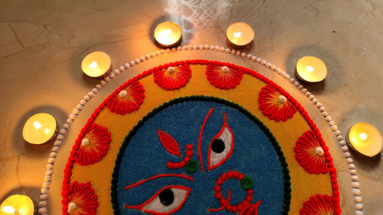 Kali Mata Rangoli 2022 | Kali Chaudas Rangoli | Diwali rangoli designs ...