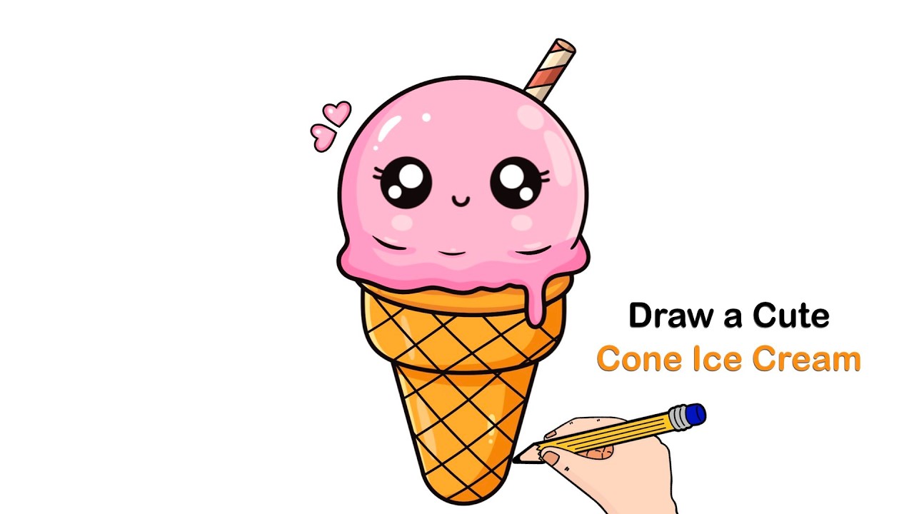 How To Draw a Cute 🍨🎨 Cone Ice Cream Easy | Step-by-Step Ice Cream ...
