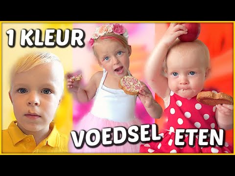 1 KLEUR VOEDSEL ETEN VOOR 24 UUR 🌈 | Bellinga Familie Vloggers #1435
