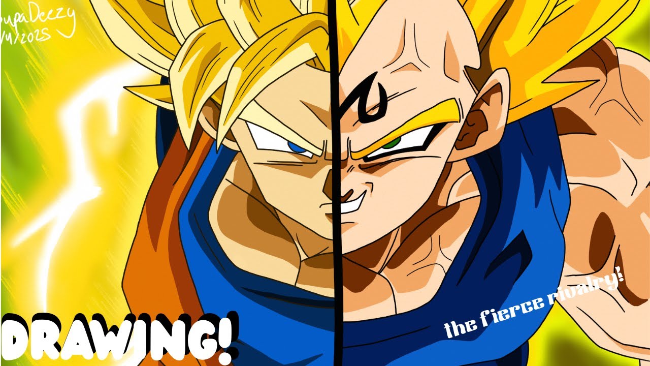Drawing Ss2 Goku and Majin Vegeta! - YouTube
