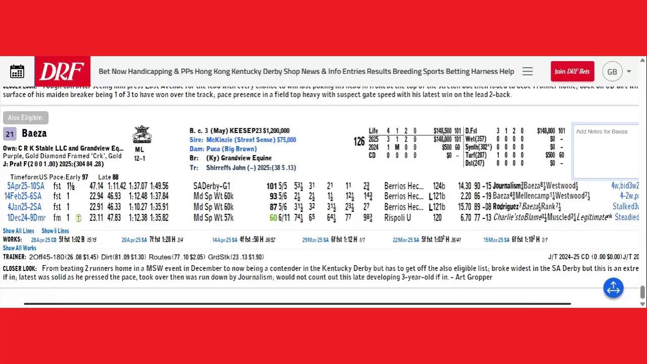 🏇Kentucky Derby Day Preview, Races 4-12 using Daily Racing Form PPs ...