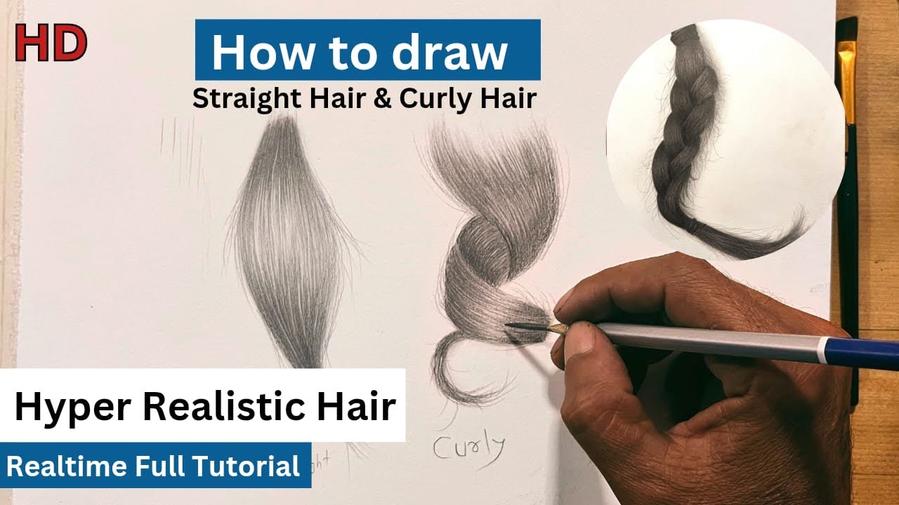 How To Draw Hyperrealistic Hair | Hair Drawing Full Realtime Tutorial ...