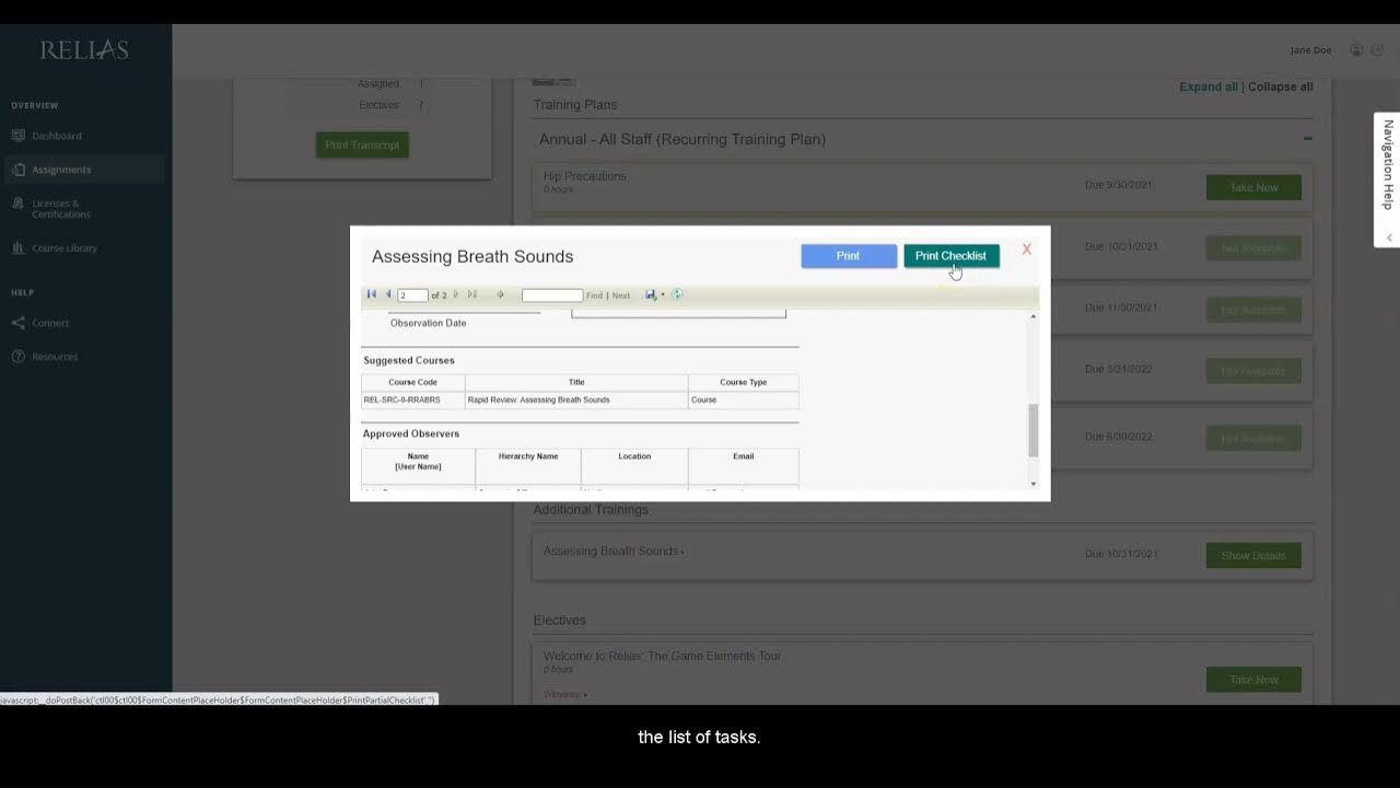 Skills Checklist Learner View - YouTube