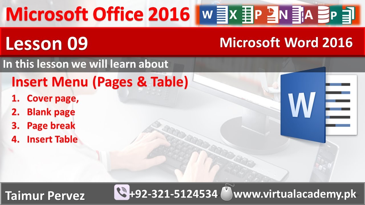 Microsoft Word 2016 | Insert Menu | Page and table | Blank page | Page ...