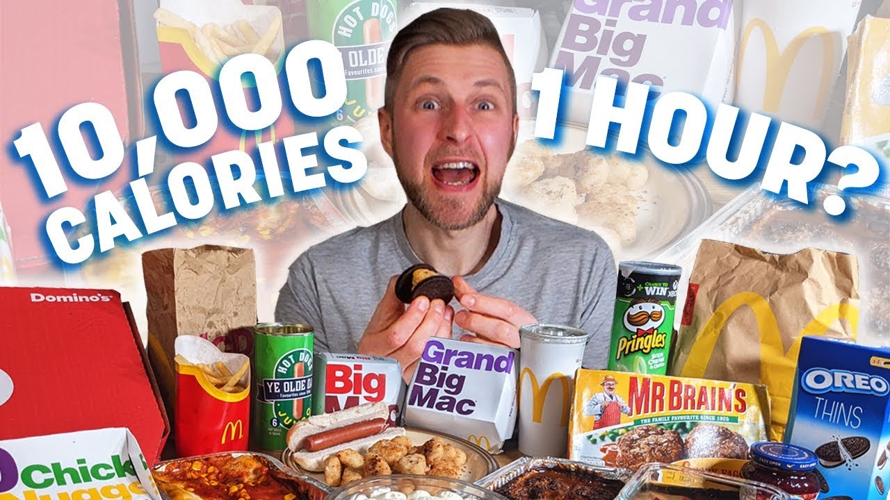 10,000 CALORIES IN ONE HOUR? | EVERY FOOD CHALLENGE I ATE IN 2020 ...