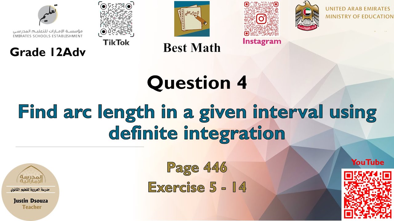 Find arc length in a given interval using definite integration | Q4 P1 ...