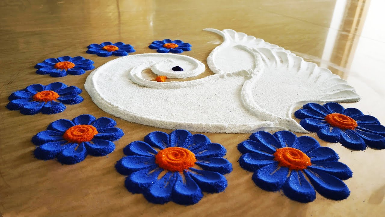 *New*Swan Rangoli Design || Beautiful Swan Rangoli designs || Amazing ...