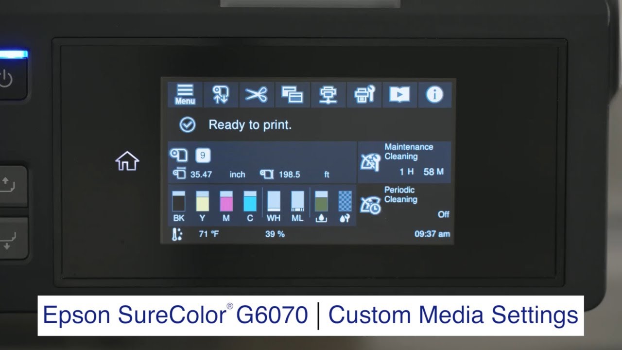 SureColor G6070 | How to create a custom media setting - YouTube