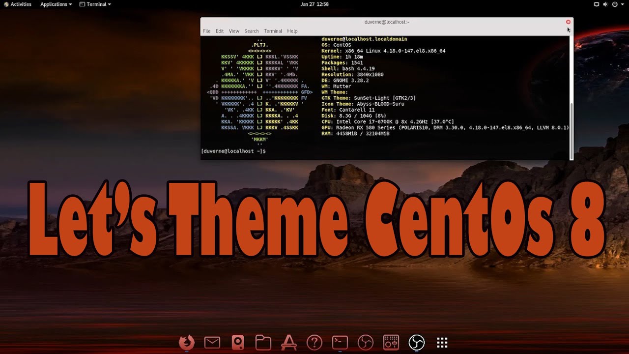 How to Install Screenfetch, Icons, and GTK Themes in CentOs 8 - YouTube