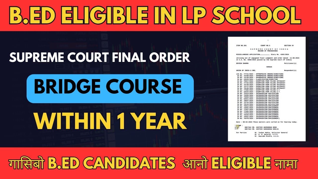 B.Ed Eligible in LP School | Supreme Court Final Order| | Bridge Course ...