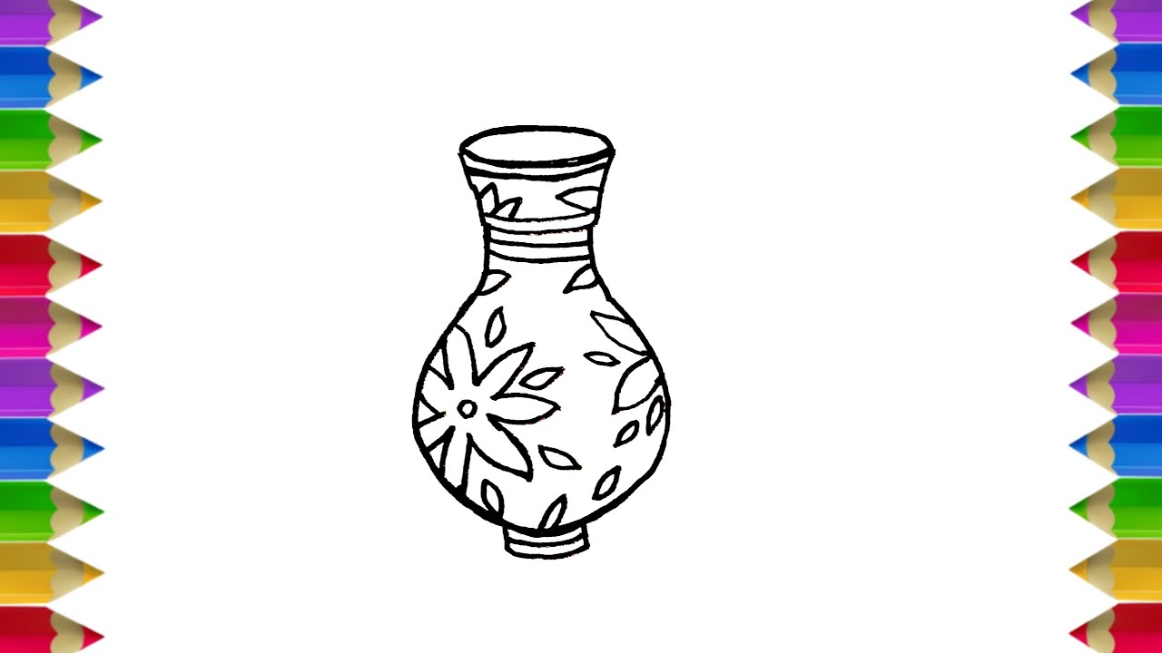 رسم مزهرية ورد جميلة كيف ترسم مزهرية ورد للمبتدئين How To Draw Flowers Vase Youtube