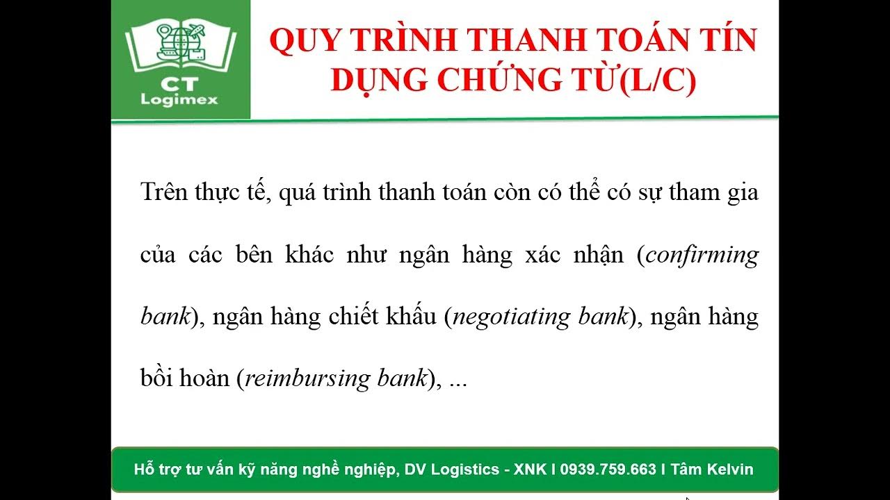 Quy TrÌnh Thanh ToÁn TÍn DỤng ChỨng TỪ Letter Of Credit L C Youtube