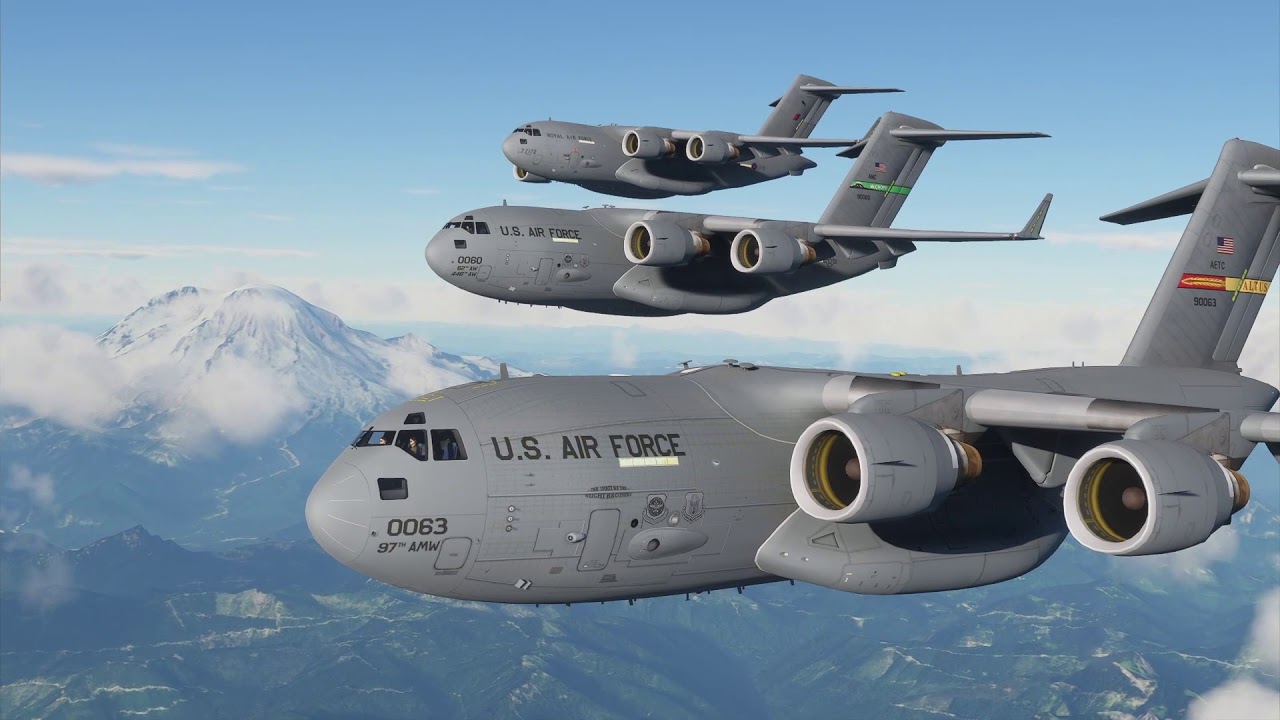 MSFS Formation - Six C-17s Near Mt. Rainier (Ultra Settings Gameplay ...