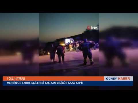 TARSUS'TA TARIM İŞÇİLERİNİ TAŞIYAN MİDİBÜS KAZA YAPTI 1 ÖLÜ 14 YARALI.