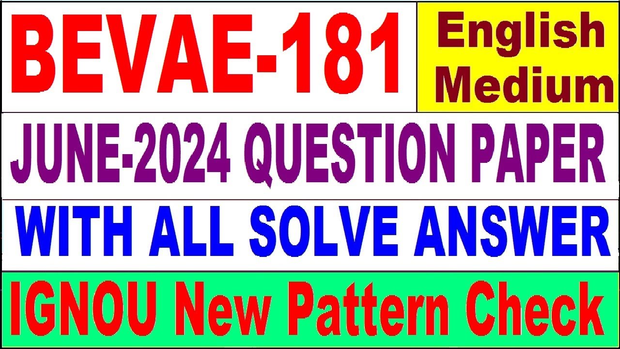 BEVAE 181 June 2024 Question Paper in English | bevae 181 Previous Year ...