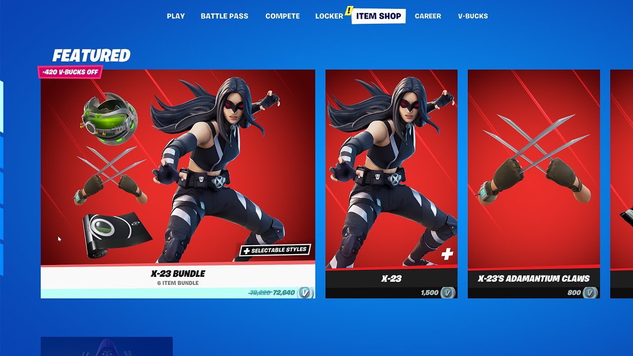 X-23 BUNDLE in Fortnite ITEMSHOP preview (New Marvel Laura Kinney Skin ...