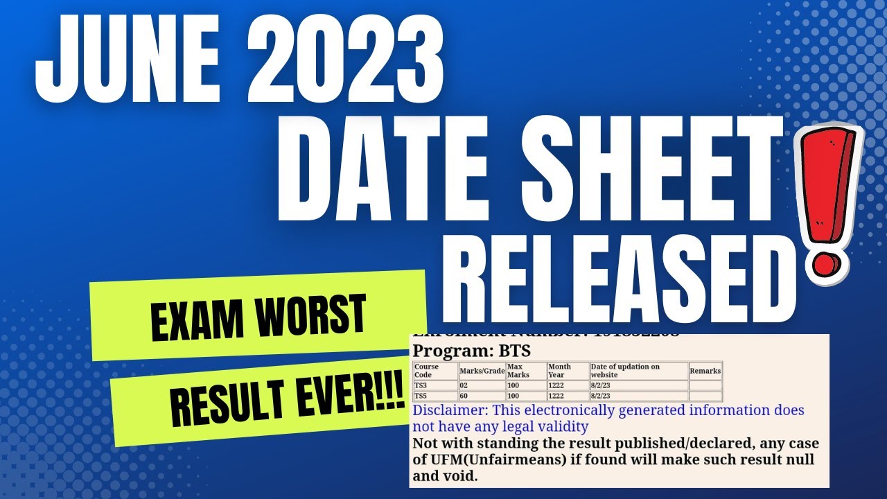 IGNOU Published June 2023 Exam Date Sheet | Exam Date - YouTube