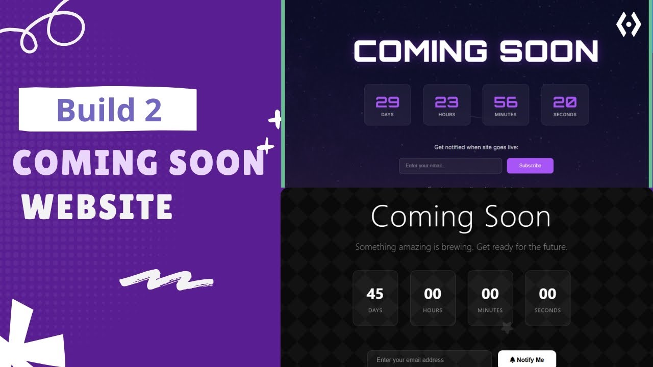 Build 2 Beautiful Coming Soon Pages Using HTML, CSS & JavaScript - YouTube