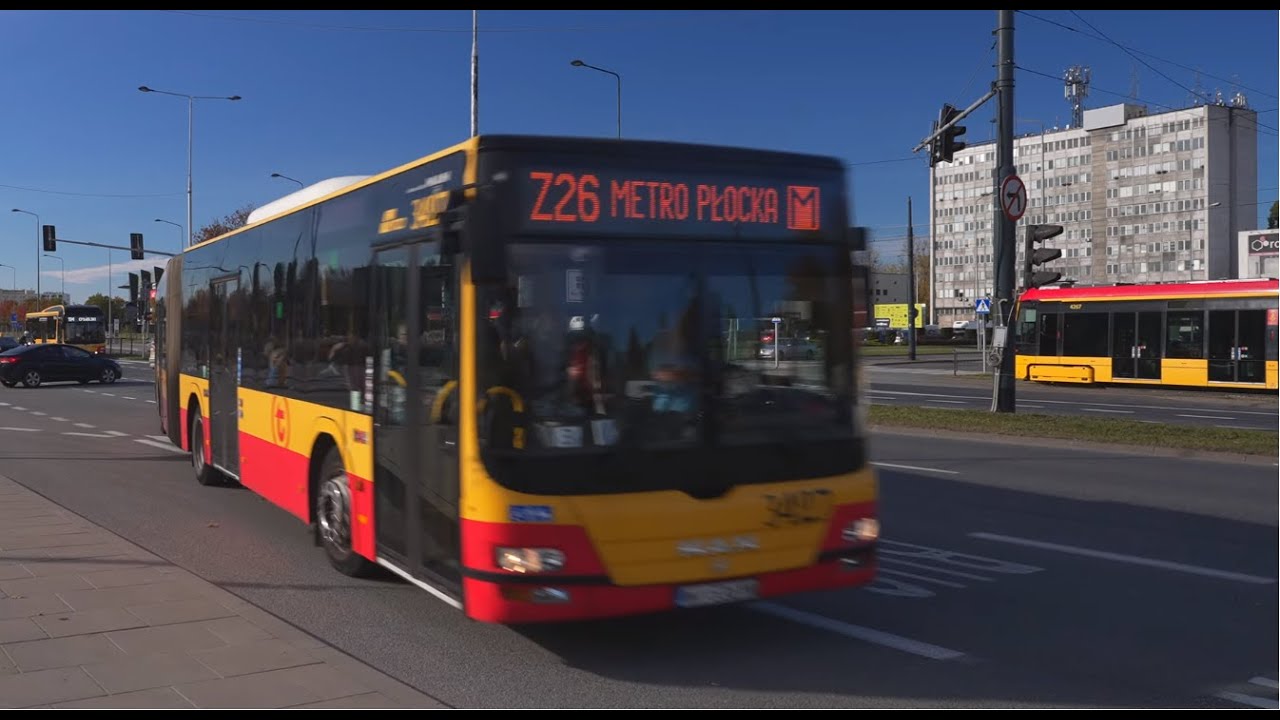 Poland, Warsaw, bus Z26 ride from Fort Wola to Metro Płocka - YouTube