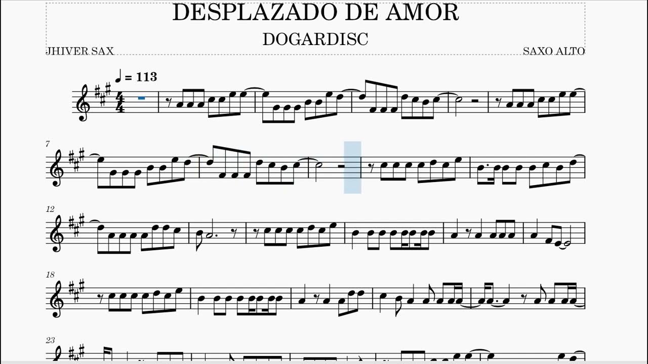PARTITURA SAXO DESPLAZADO DE AMOR DOGAR DISC - YouTube