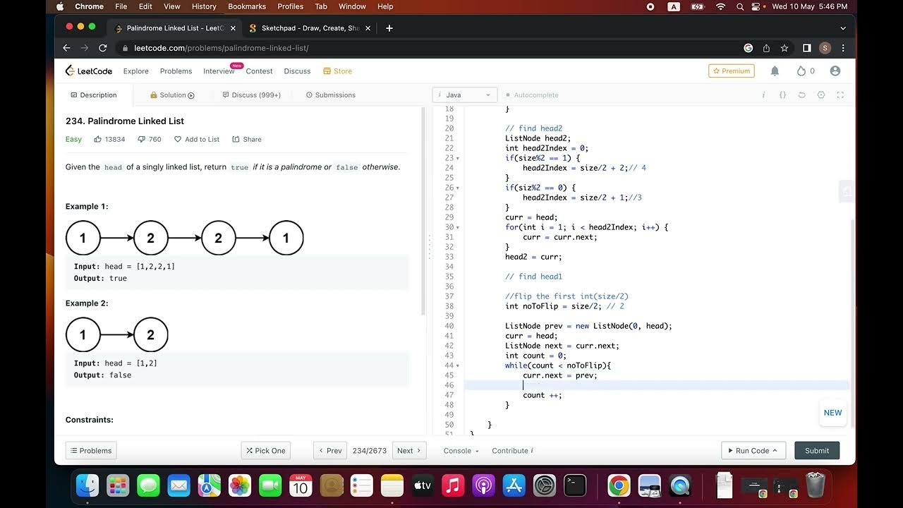 Leetcode 234 Palindrome Linked List 中文解说 Youtube