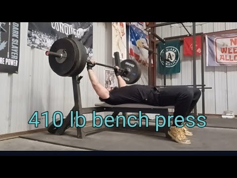 410 lb bench press & 135 lb weighted chin up - YouTube
