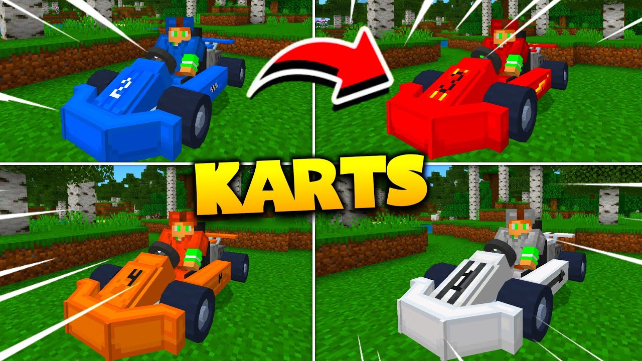 NOVO ADDON/MOD DE KARTS PARA MINECRAFT PE! (Minecraft bedrock edition) - YouTube