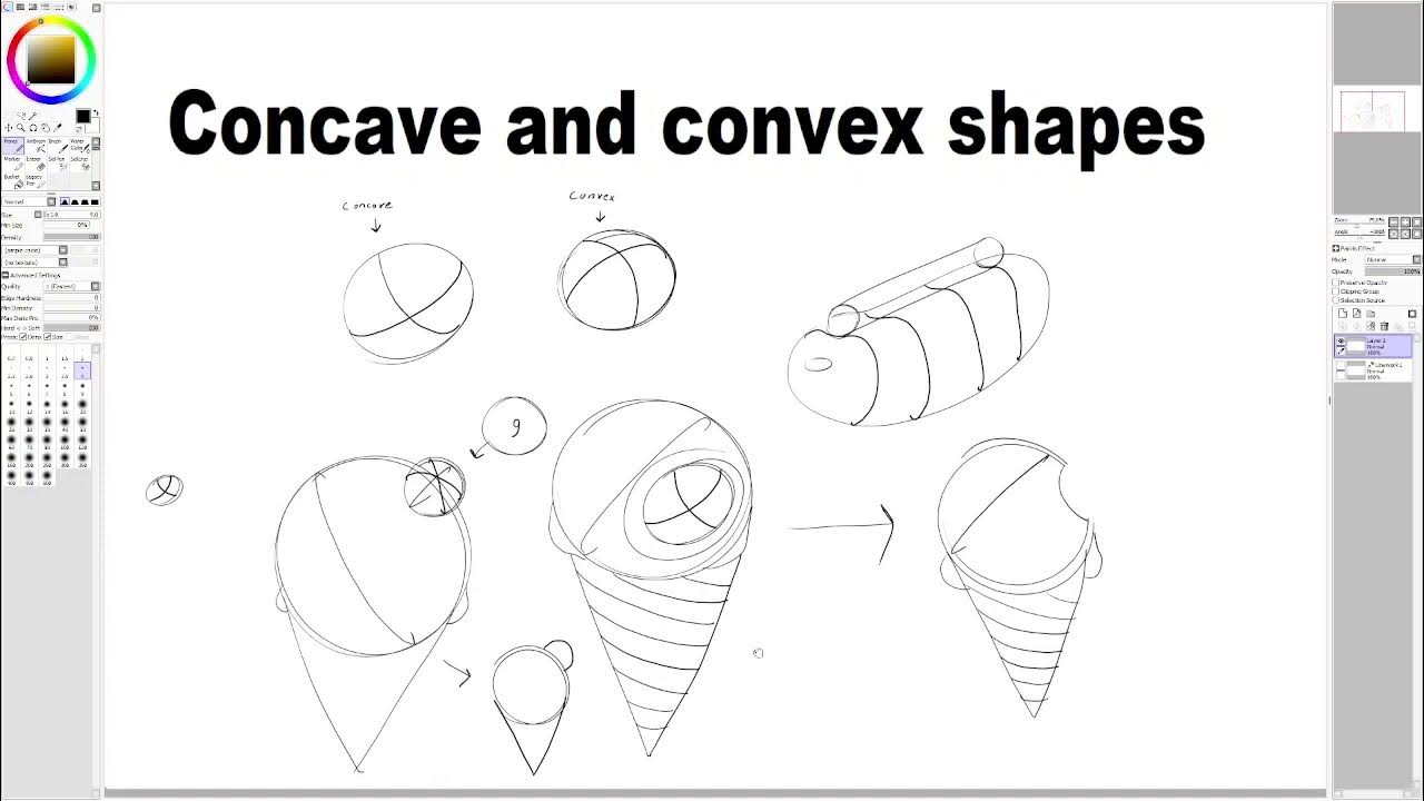 Drawing Concave and Convex Shapes - YouTube