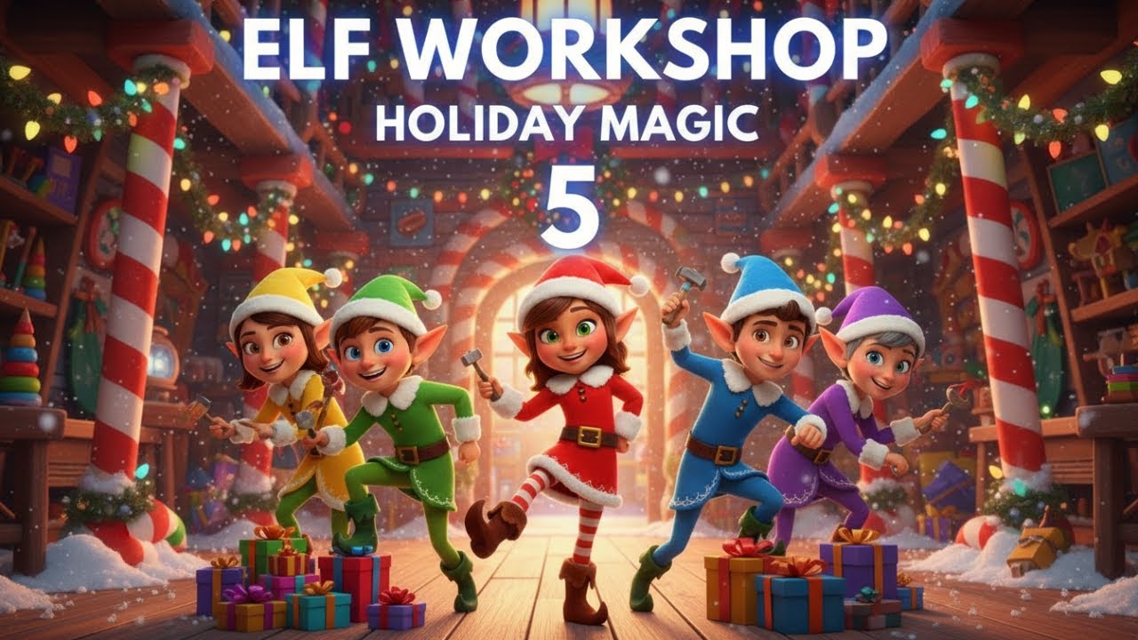Five Little Elves in Santa's Workshop 🎅 | Christmas Songs for Toddlers ...