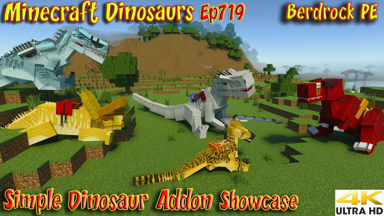Simple Dinosaur Addon with Taming and Riding Dinosaurs Showcase Bedrock PE Minecraft Dinosaurs ...
