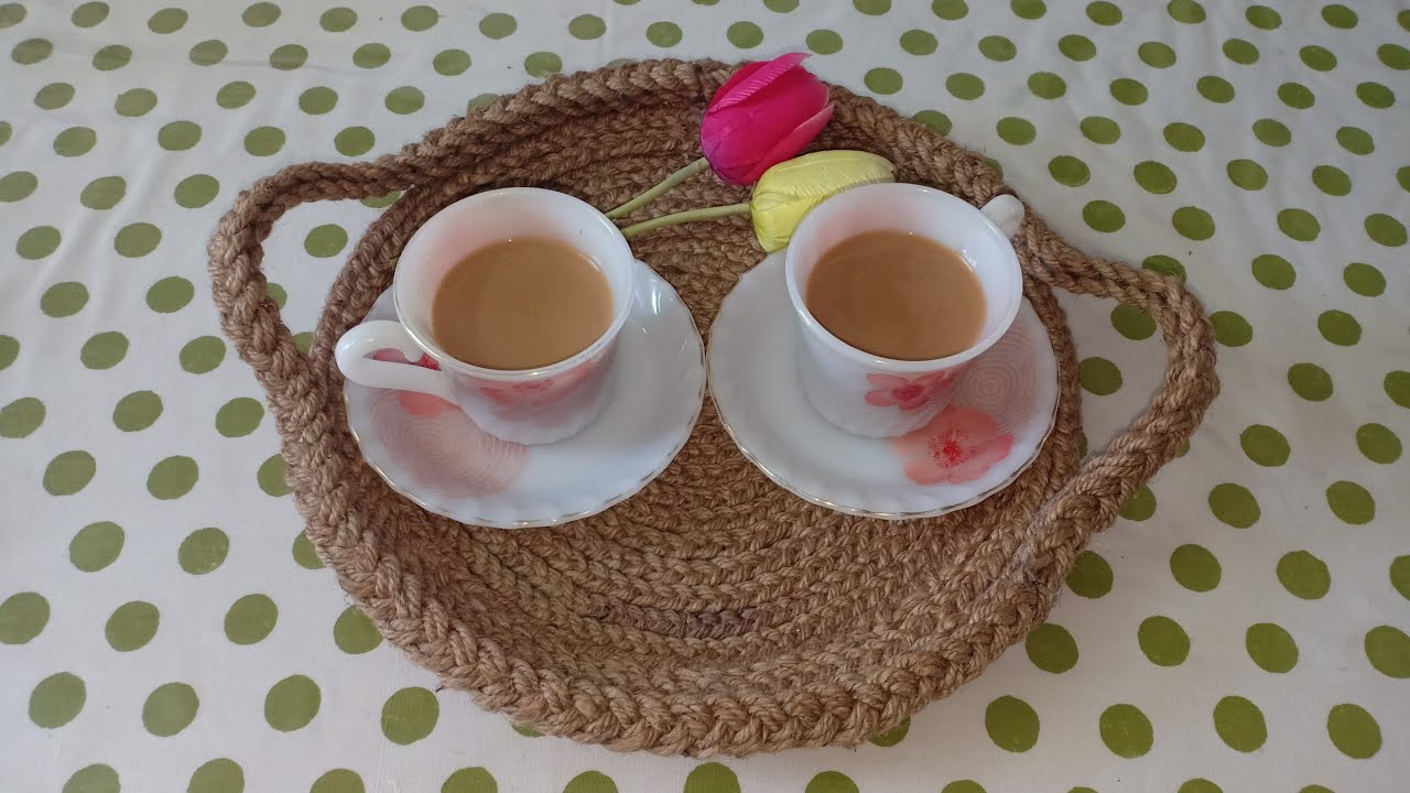 DIY Beautiful Tray made with jute rope/ Jute Craft Idea/ Golden fiber ...