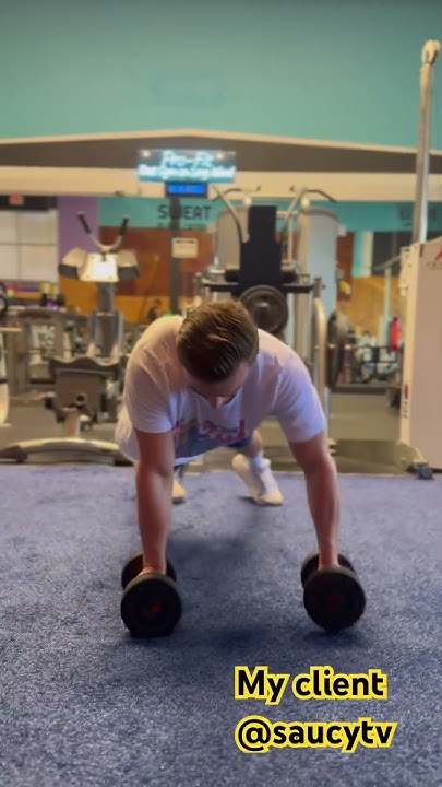 My client @saucytv get busy in the gym . #saucytv #fit #pushups # ...