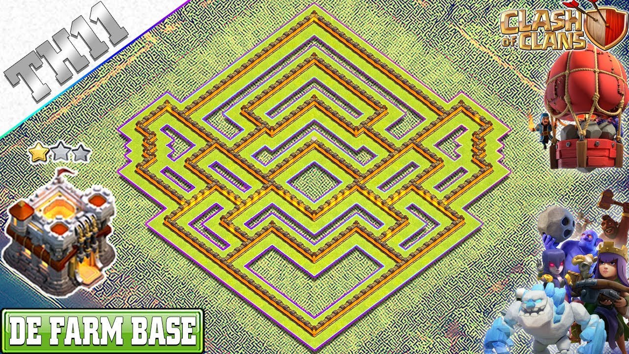 NEW TH11 Base 2019 with Copy Link | Town Hall 11 DE Farm Base design ...
