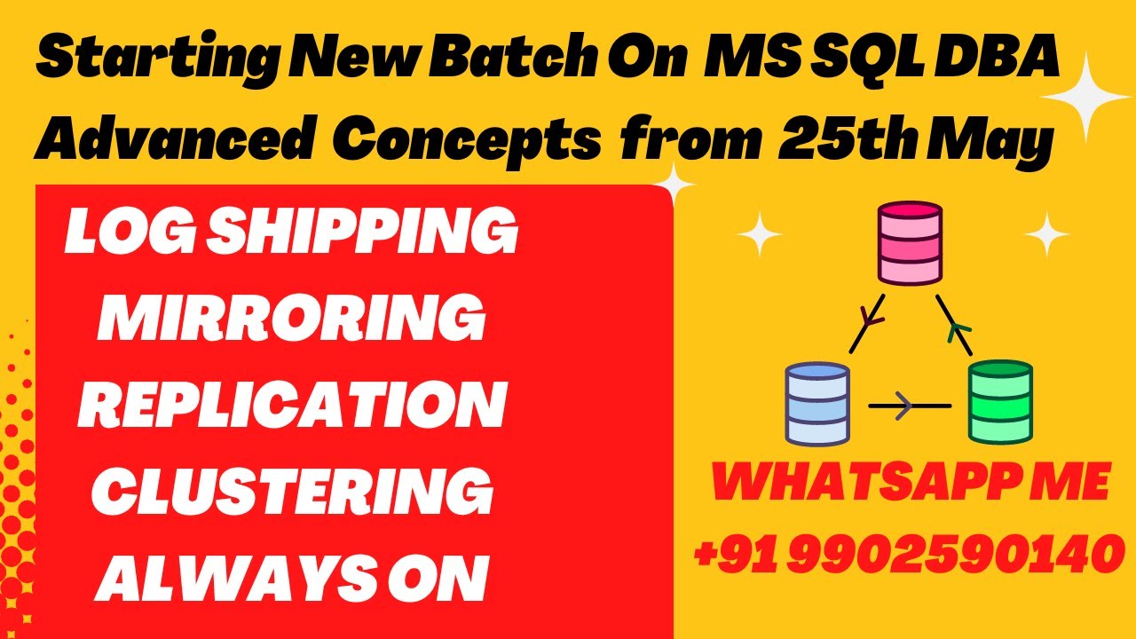 Starting New Batch On Ms Sql Dba Advanced Concepts And Hadr From 25th May