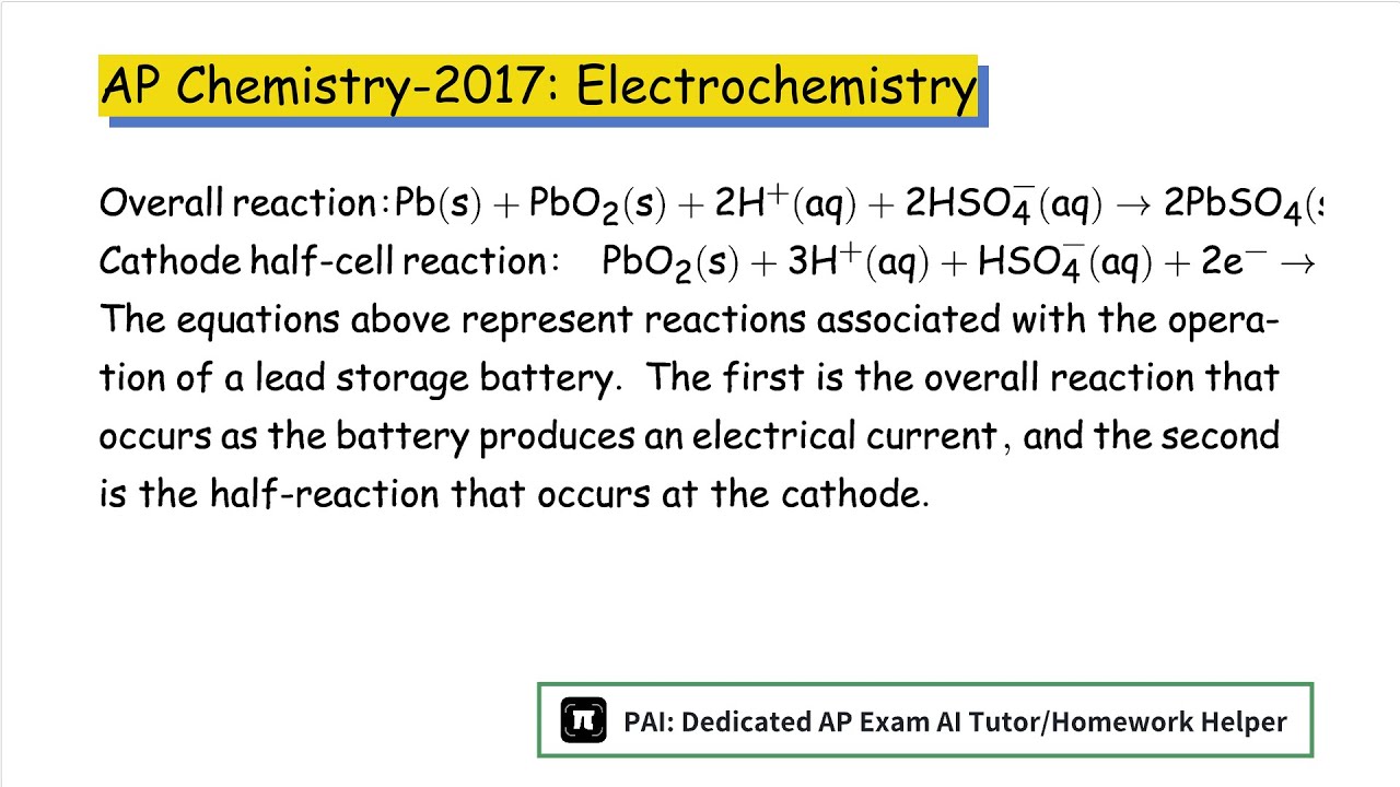 2017 AP Chemistry: Electrochemistry - YouTube