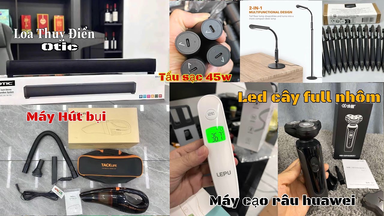 26/10 Sạc không dây, tẩu sạc nhanh 45w mỹ, đèn cây full nhôm, máy cạo ...