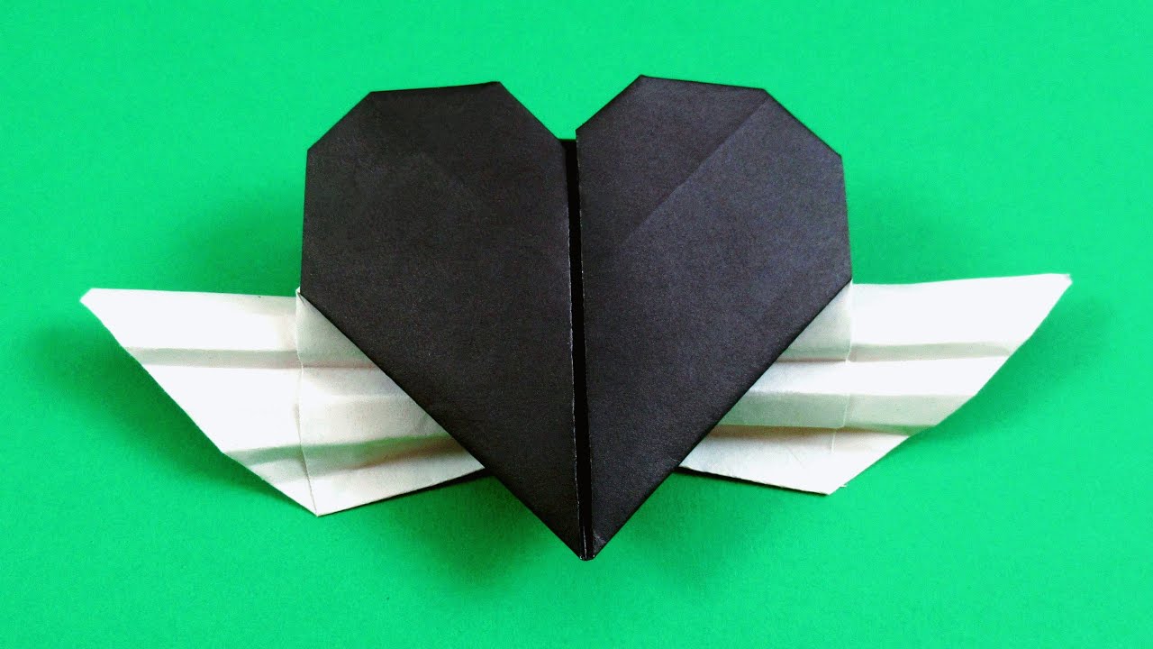 How to make a heart with wings. Origami heart - YouTube