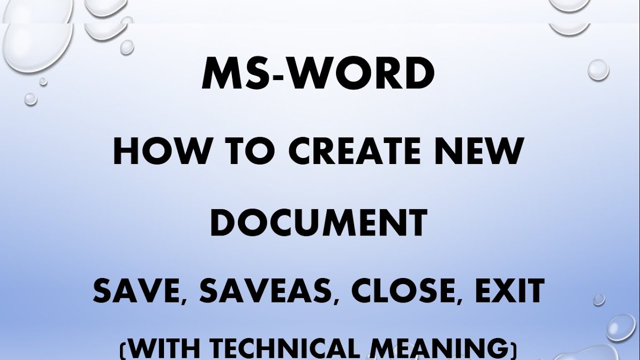 01 MS WORD- HOW TO USE NEW, OPEN, SAVE, SAVE AS MENU - YouTube