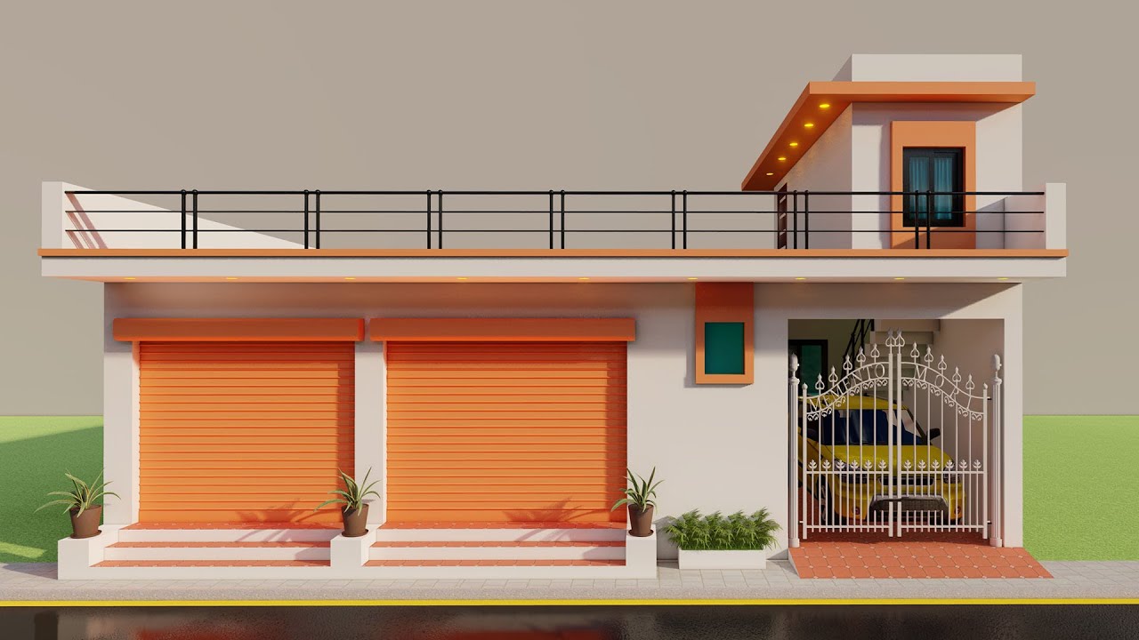 Village Shop With House Design,3D Dukan Or Makan ka naksha,Car parking ...