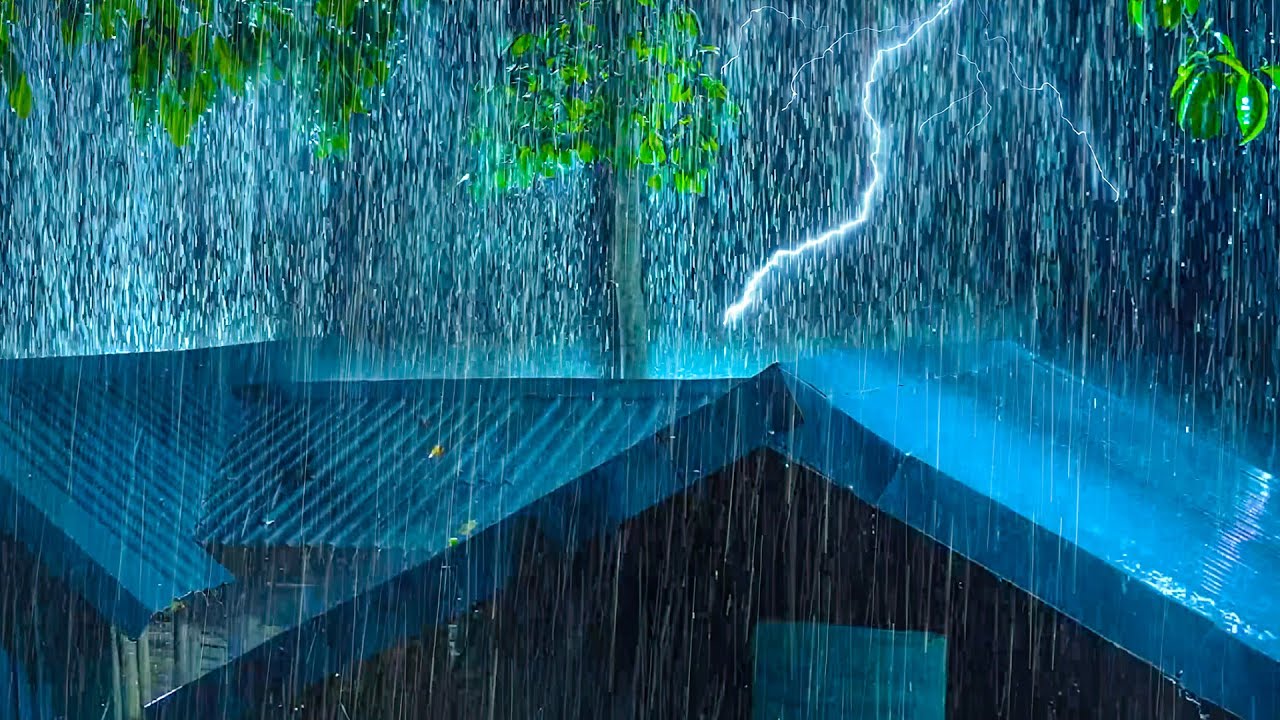 Best Rain Sounds to Fall Asleep Fast | Heavy Hurricane Rain on Roof ...