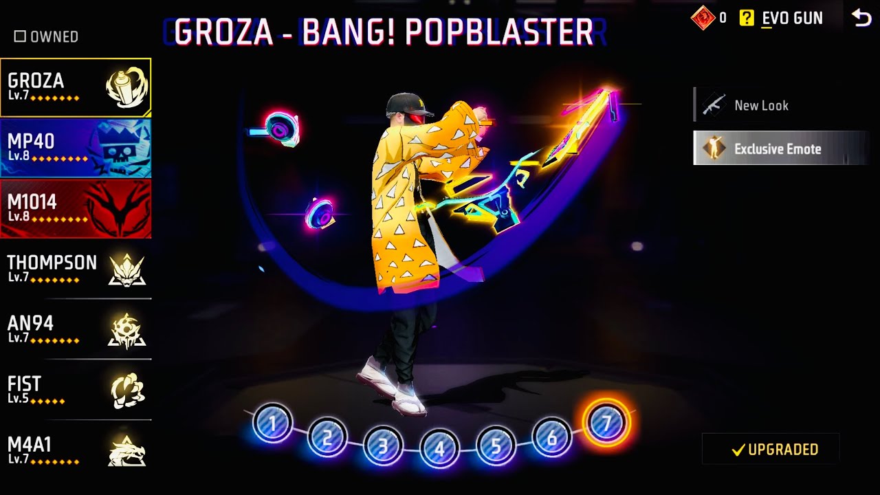 FREE FIRE | EVO GROZA MAX | FINALLY 7 LEVEL MAX EVO GROZA BANG POP ...