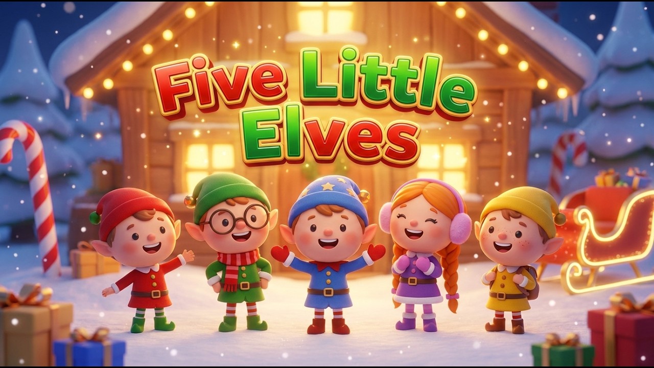 Five Little Elves 🎄 | Christmas Kids Song | Nursery Rhyme | Santa’s ...