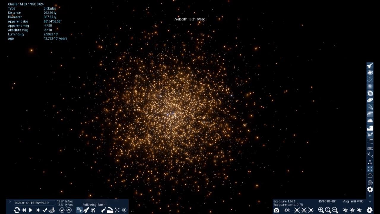 (0073) From Earth to M 53 Cluster // Imaginary intergalactic travel ...
